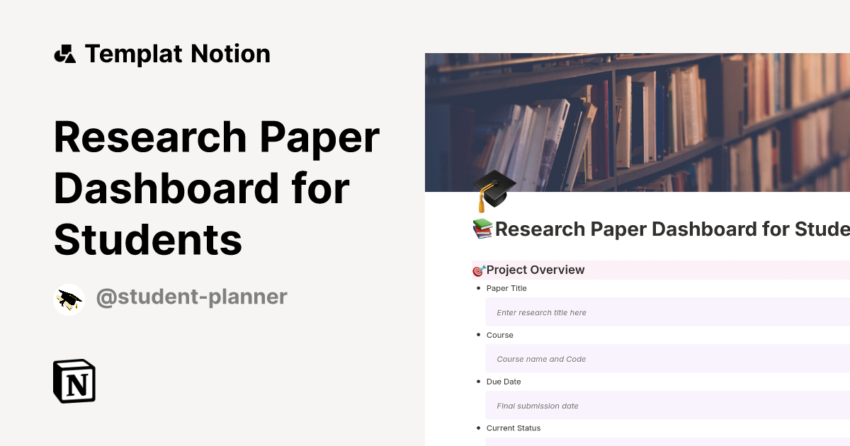 Templat Research Paper Dashboard for Students | Notion Marketplace