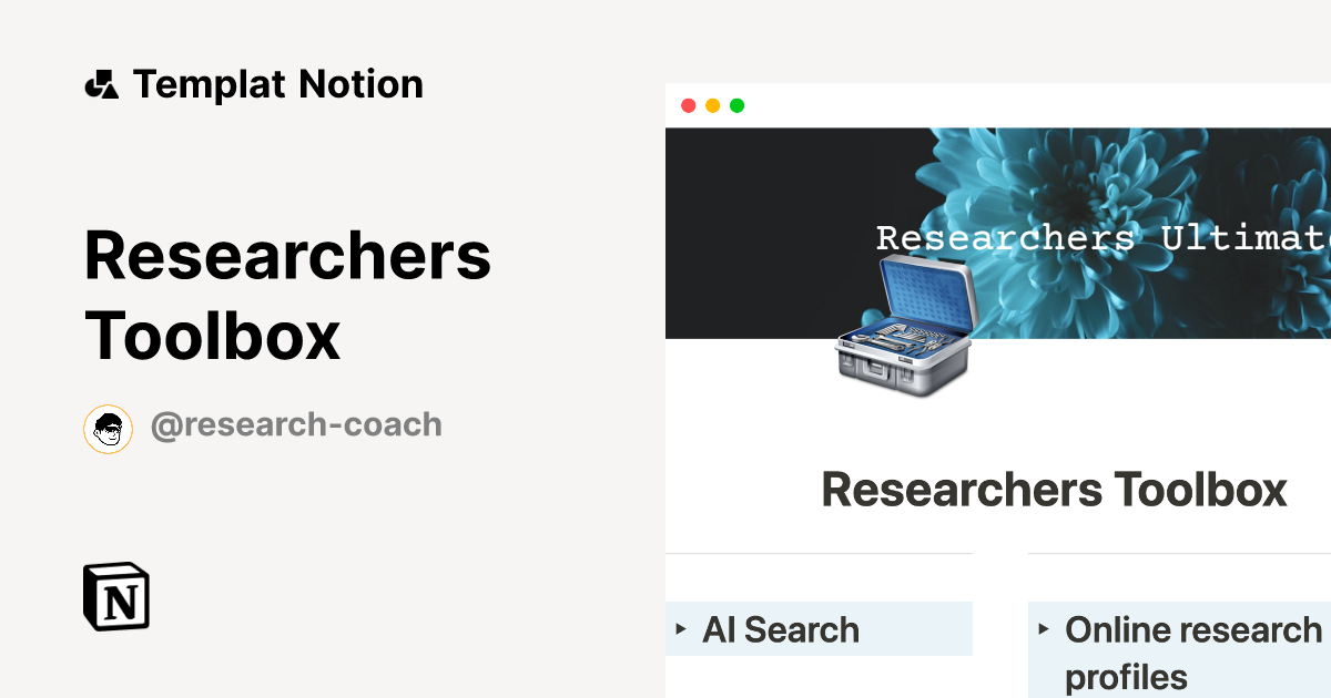 Templat Researchers Toolbox | Notion Marketplace