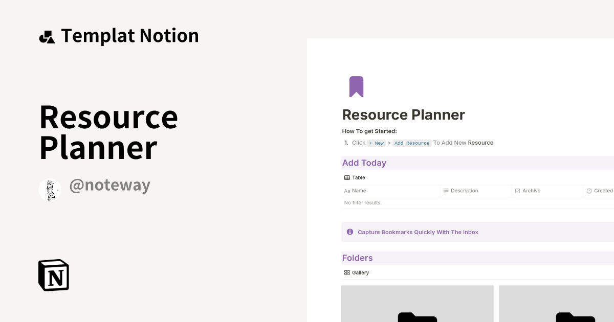 Resource Planner Templat oleh Noteway | Notion Marketplace