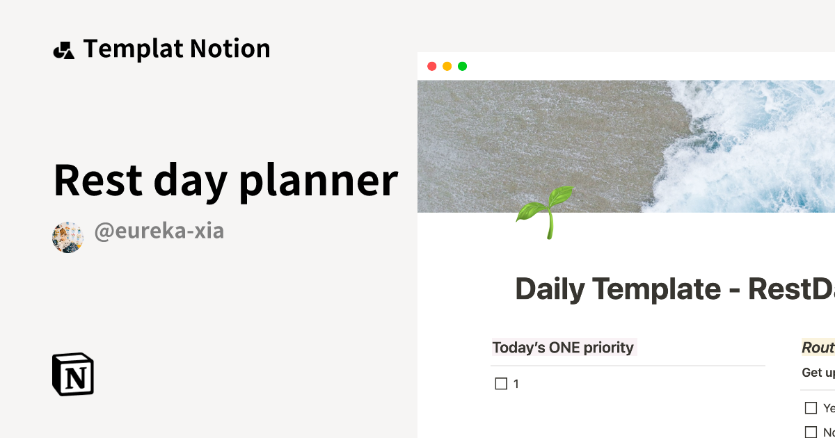 Templat Rest day planner | Notion Marketplace