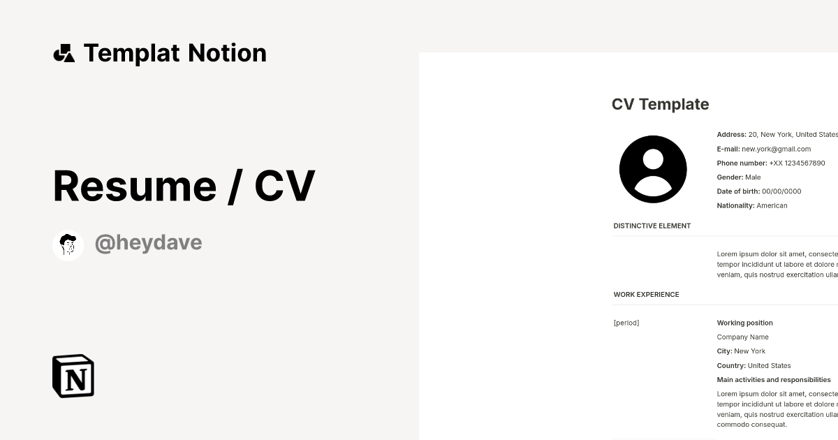 Templat Resume / CV | Notion Marketplace