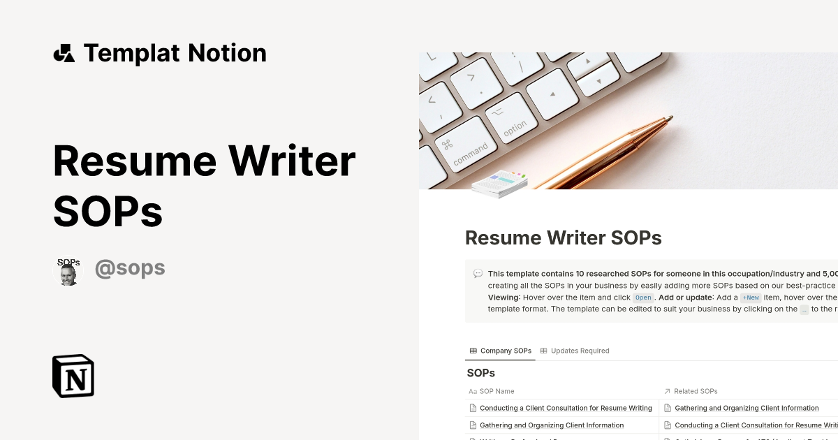 Templat Resume Writer SOPs | Notion Marketplace