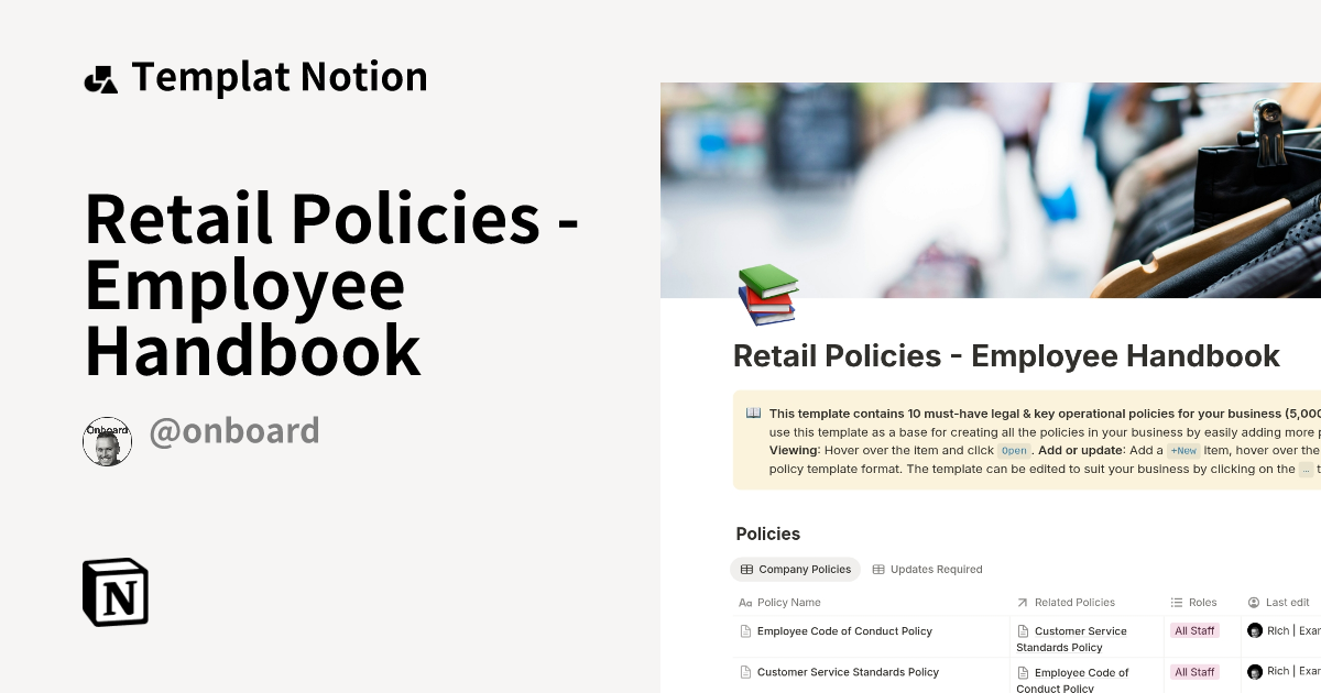 Templat Retail Policies - Employee Handbook | Notion Marketplace