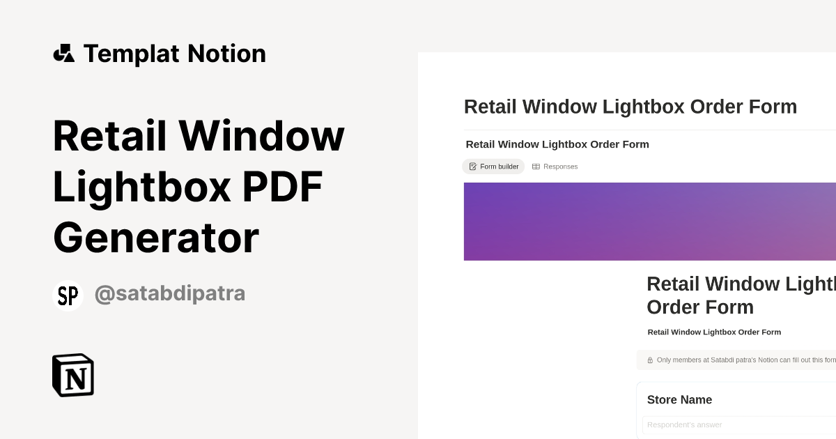 Templat Retail Window Lightbox PDF Generator | Notion Marketplace