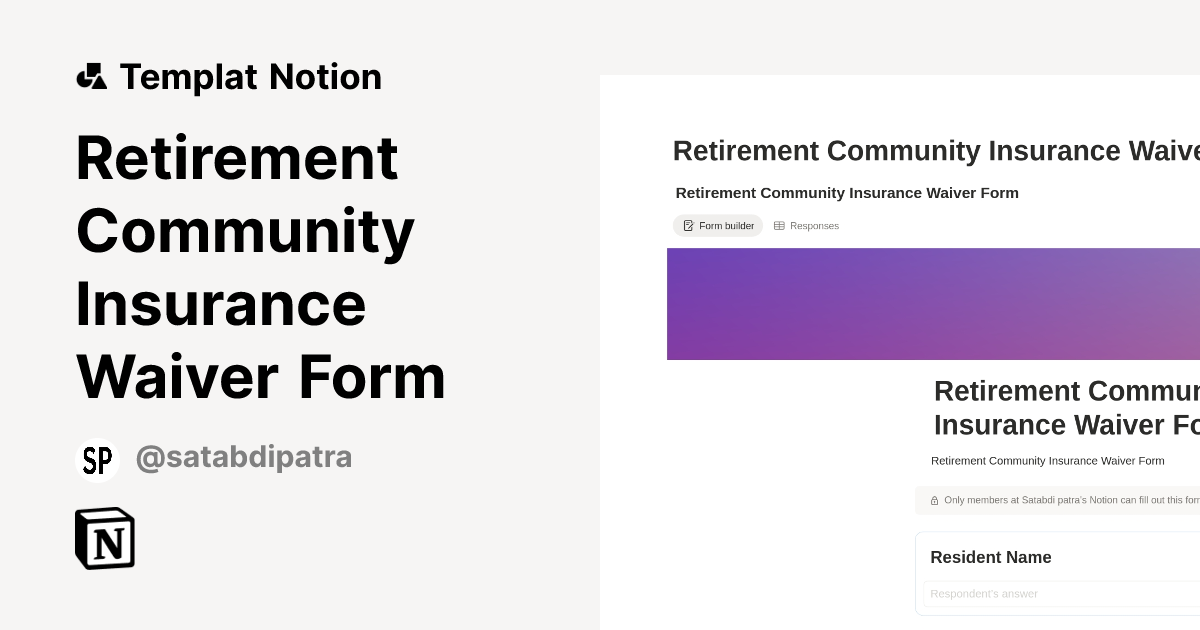 Retirement Community Insurance Waiver Form Templat oleh Satabdi Patra ...
