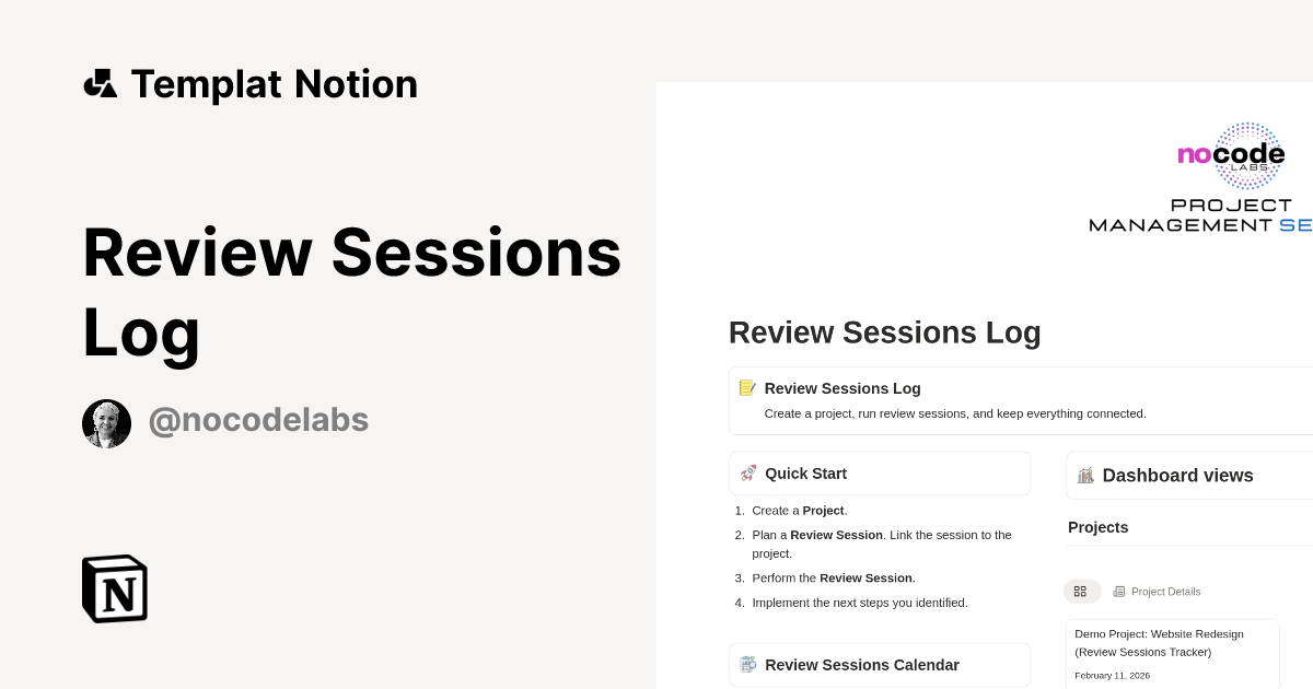 Review Sessions Log Templat oleh Ana Julia | Helping improve businesses ...