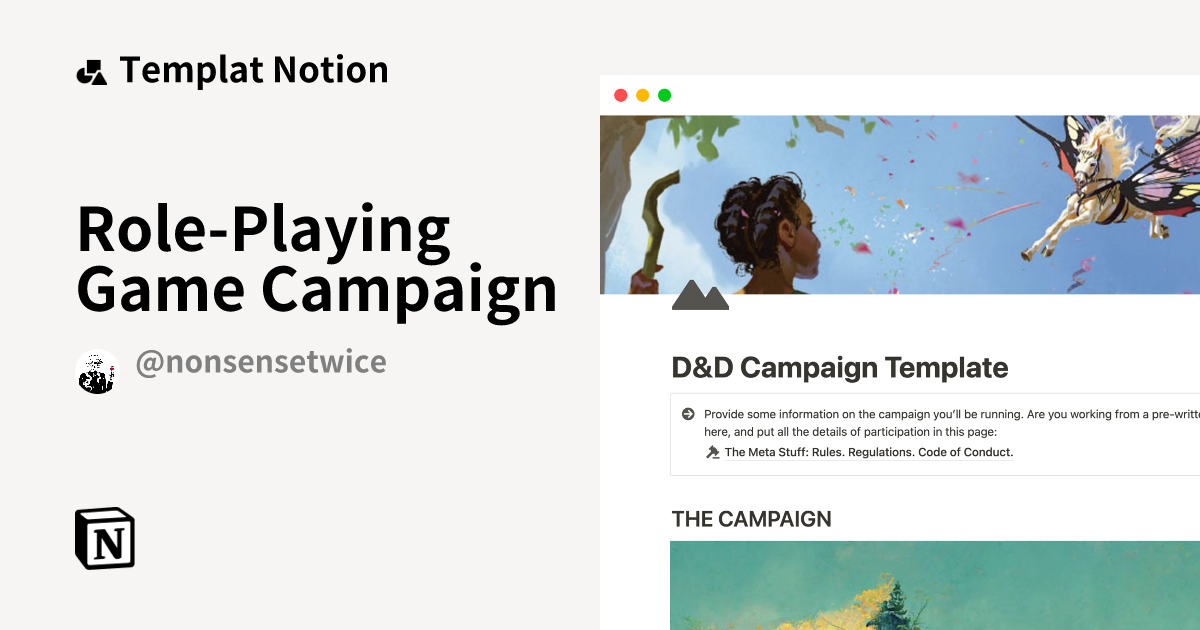 Templat Role-Playing Game Campaign | Notion Marketplace