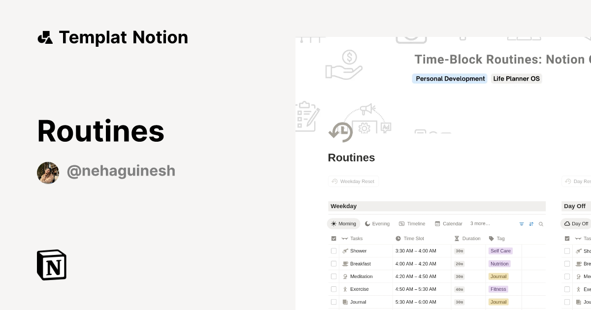 Routines Templat oleh Neha Guinesh | Notion Marketplace
