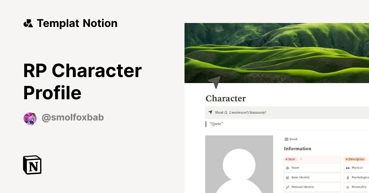 Templat RP Character Profile | Notion Marketplace