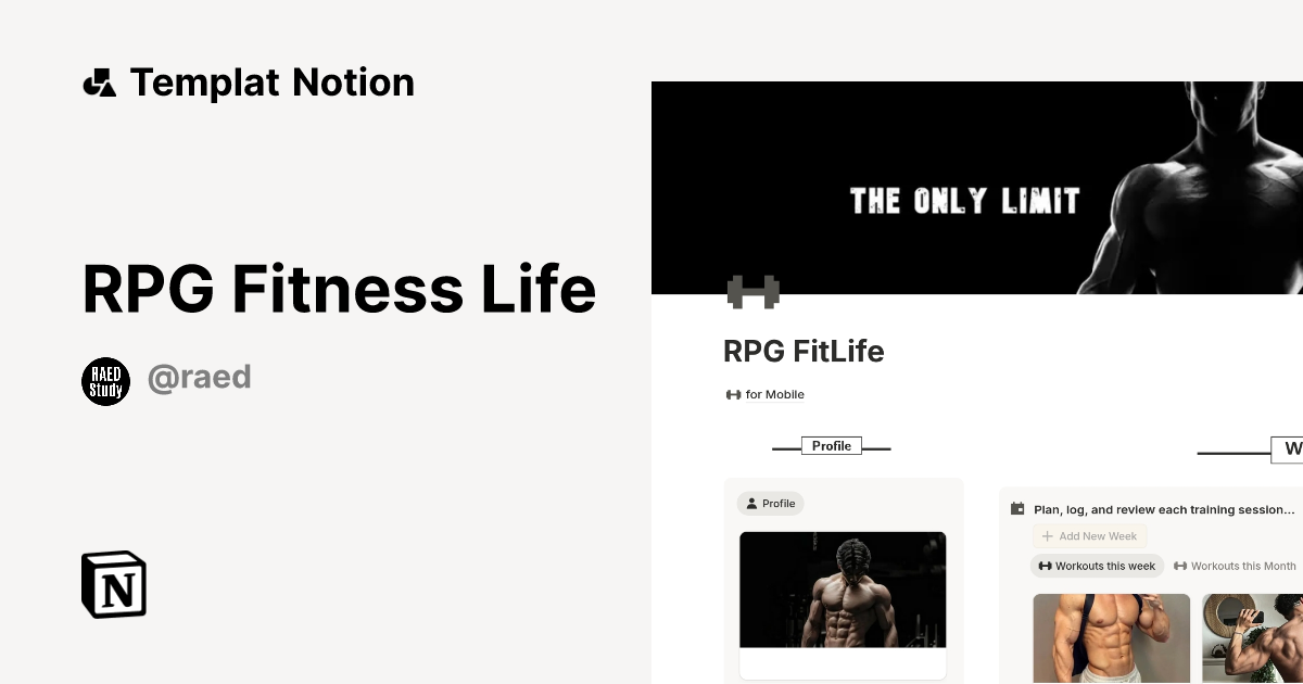 RPG Fitness Life Templat oleh RAED | Notion Marketplace