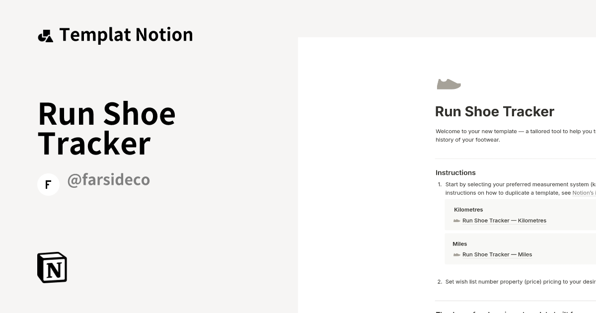 Templat Run Shoe Tracker | Notion Marketplace