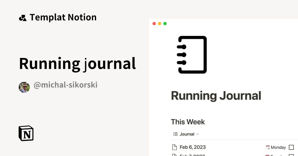 Templat Running journal | Notion Marketplace