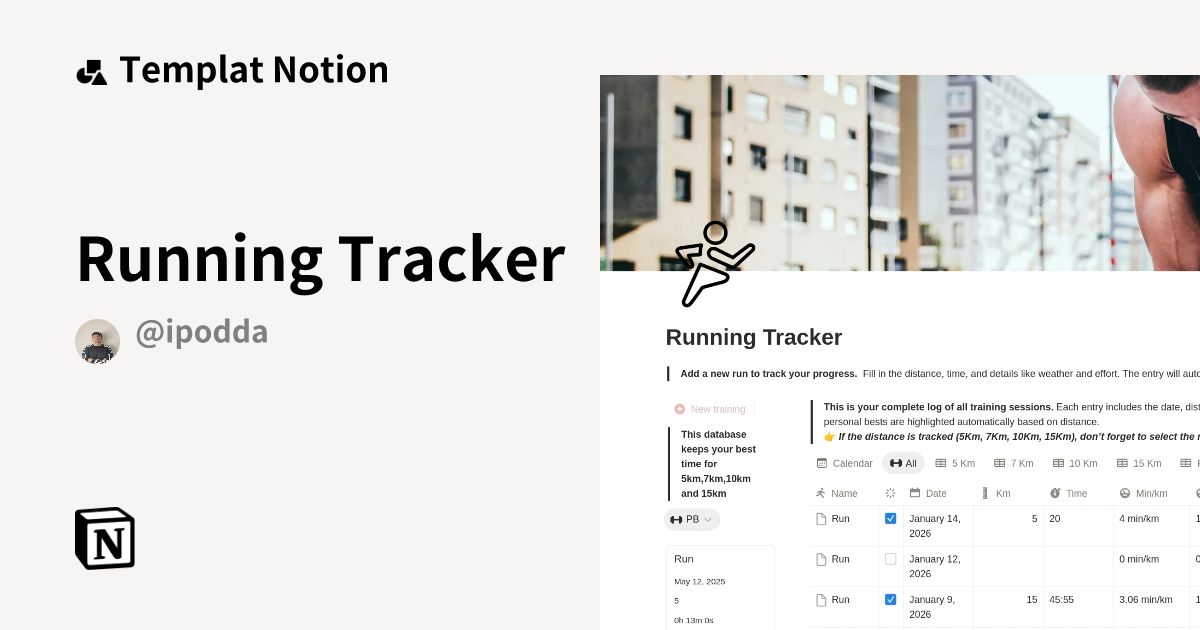 Templat Running Tracker | Notion Marketplace