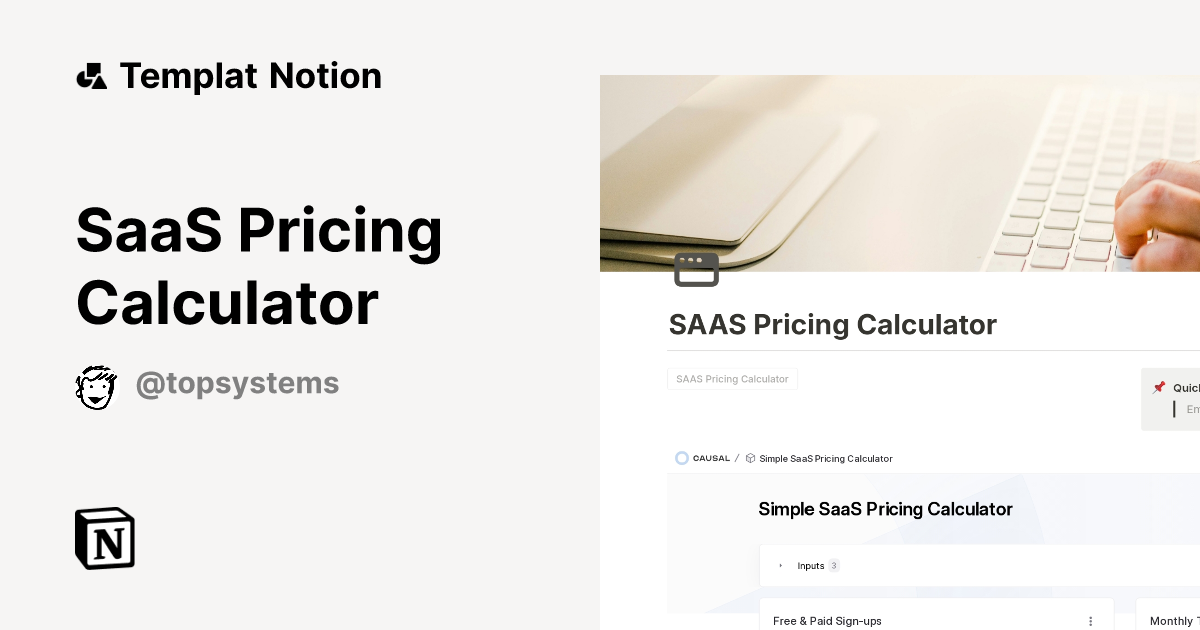 Templat SaaS Pricing Calculator | Notion Marketplace