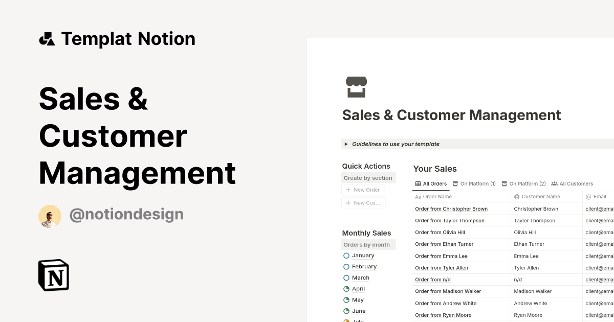 Sales & Customer Management Templat oleh Pits from Notion Design ...