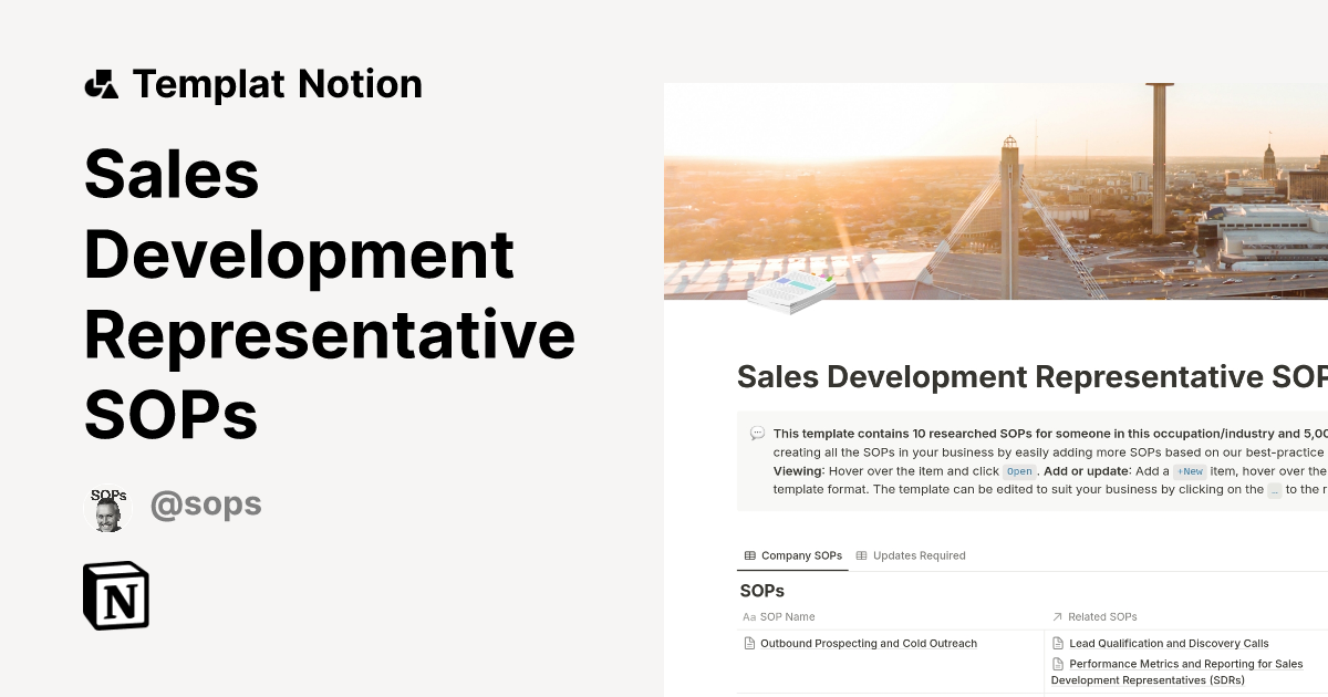 Sales Development Representative SOPs Templat oleh SOPs | Notion Marketplace