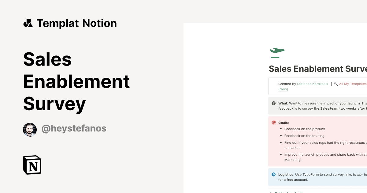 Templat Sales Enablement Survey | Notion Marketplace
