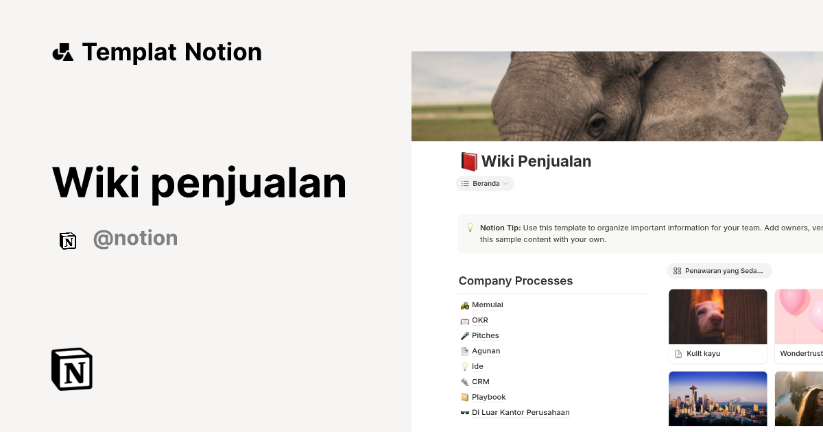 Wiki penjualan Templat oleh Notion | Notion Marketplace