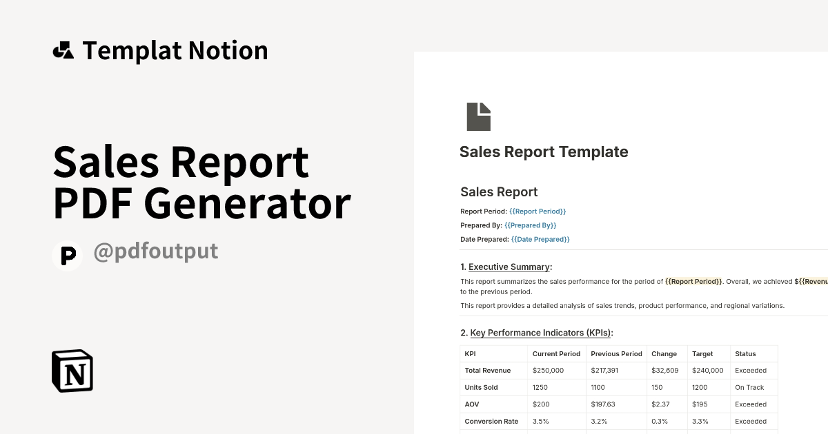 Templat Sales Report PDF Generator | Notion Marketplace