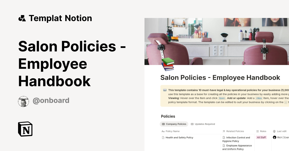 Templat Salon Policies - Employee Handbook | Notion Marketplace