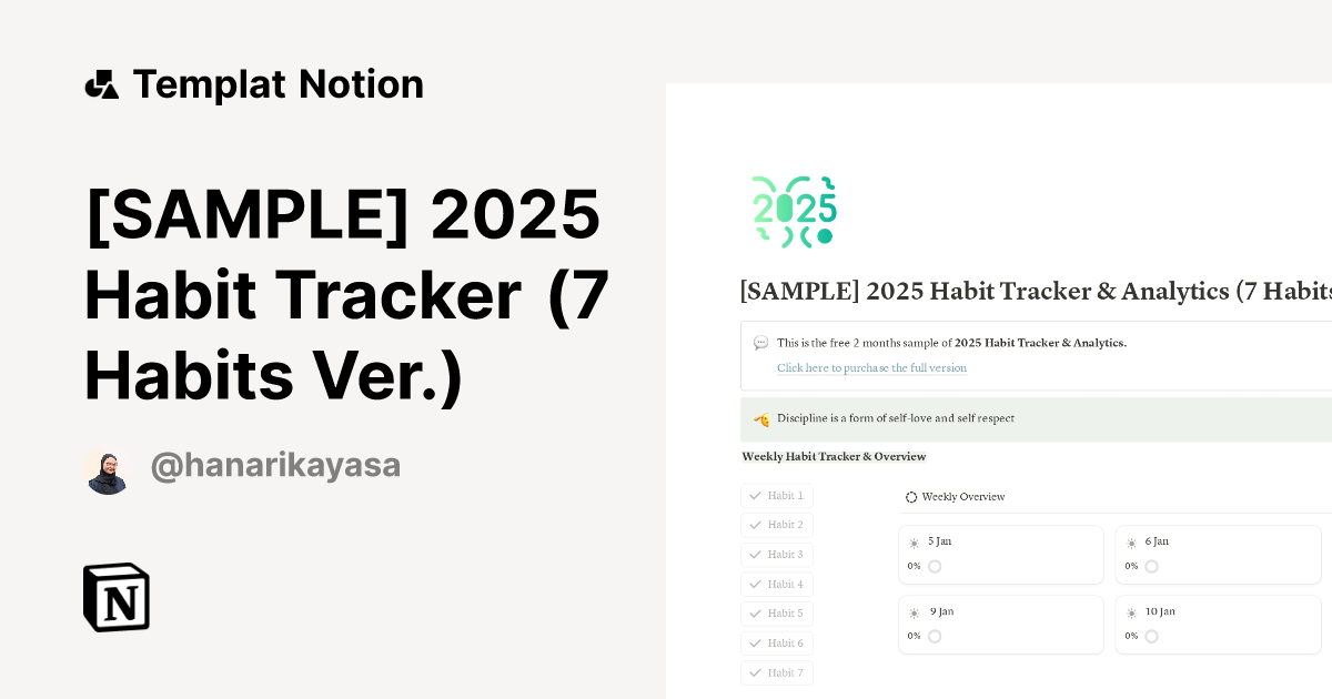 [SAMPLE] 2025 Habit Tracker (7 Habits Ver.) Templat oleh Hana Rikayasa ...