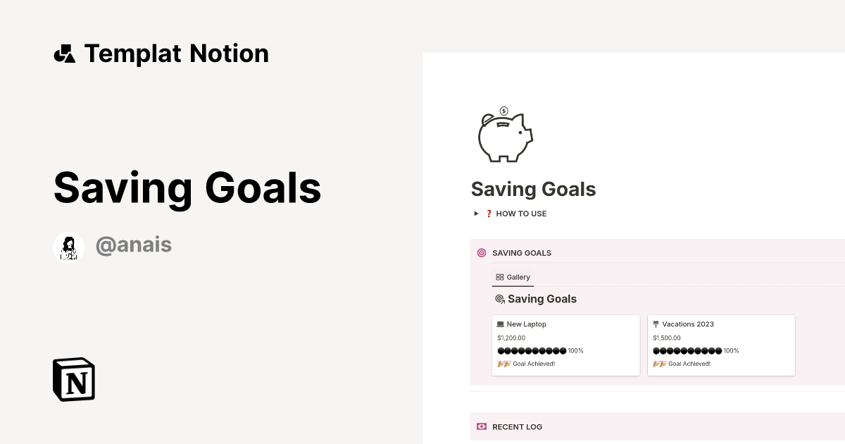 Templat Saving Goals | Notion Marketplace