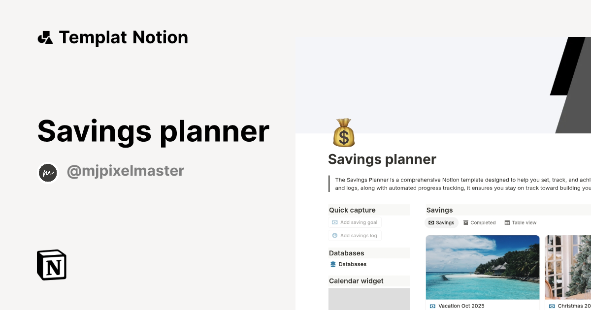 Templat Savings planner | Notion Marketplace