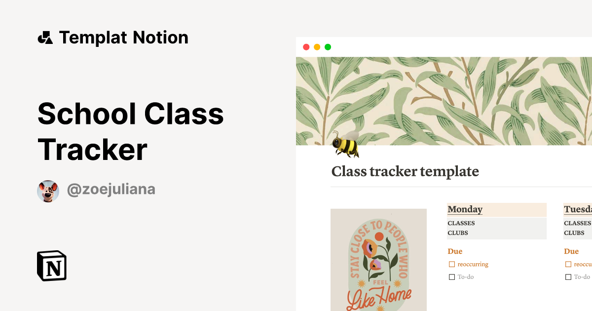 Templat School Class Tracker | Notion Marketplace