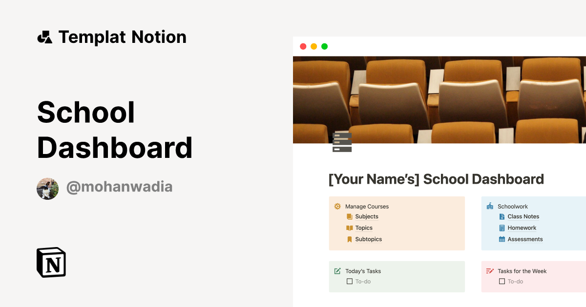 Templat School Dashboard | Notion Marketplace