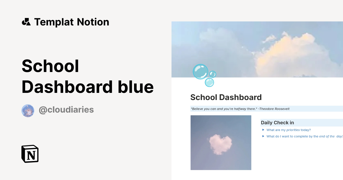 Templat School Dashboard blue | Notion Marketplace
