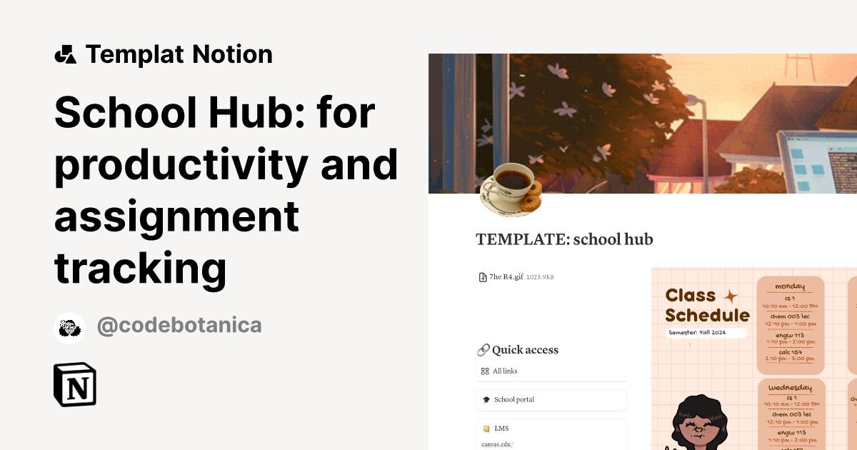 Templat School Hub: for productivity and assignment tracking | Notion Marketplace