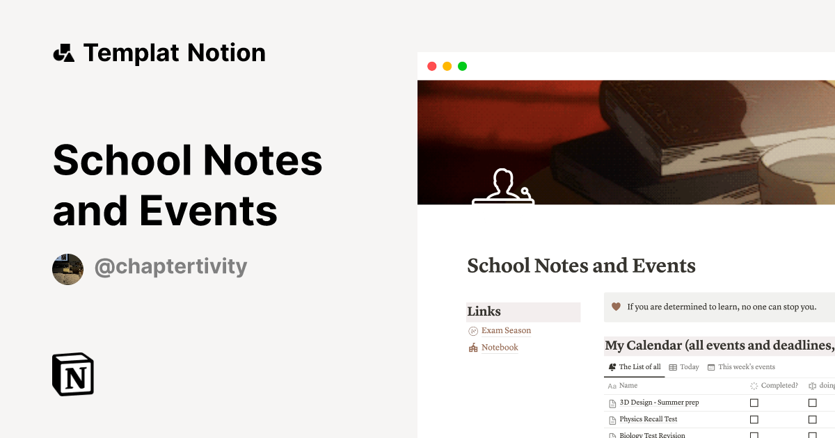Templat School Notes and Events | Notion Marketplace
