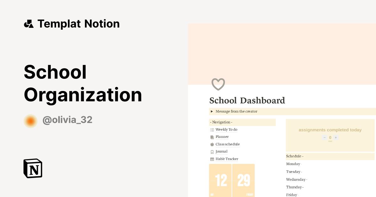 Templat School Organization | Notion Marketplace