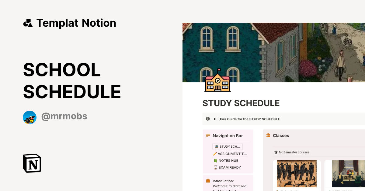 Templat SCHOOL SCHEDULE | Notion Marketplace