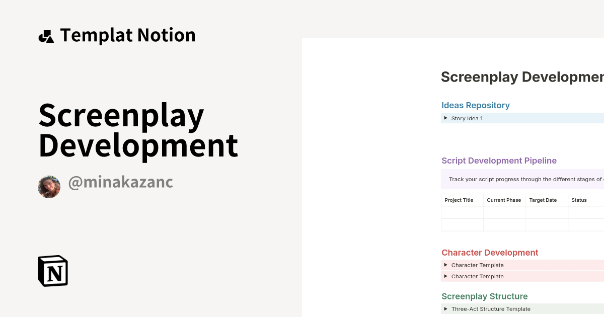 Templat Screenplay Development | Notion Marketplace