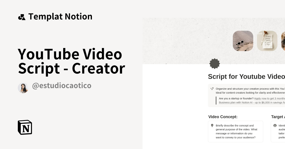 Templat YouTube Video Script - Creator | Notion Marketplace