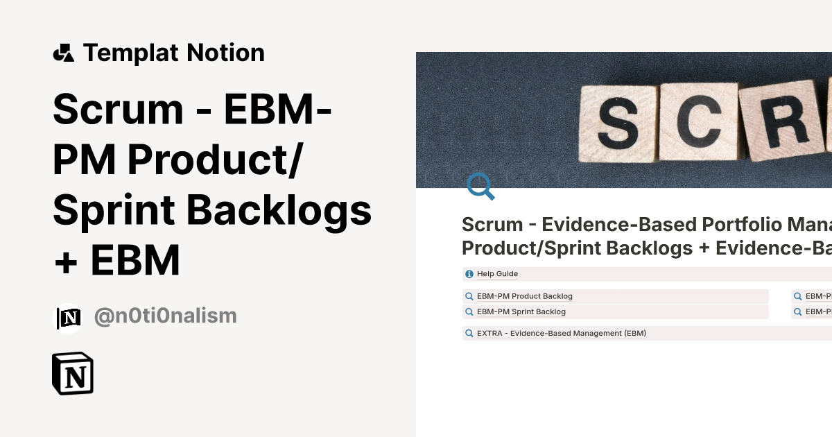 Templat Scrum - EBM-PM Product/Sprint Backlogs + EBM | Notion Marketplace
