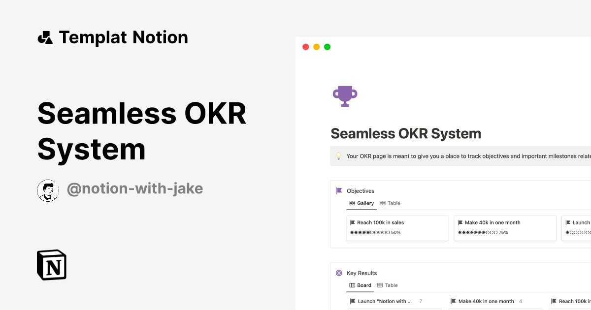 Templat Seamless OKR System | Notion Marketplace