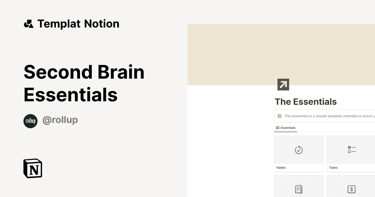 Templat Second Brain Essentials | Notion Marketplace