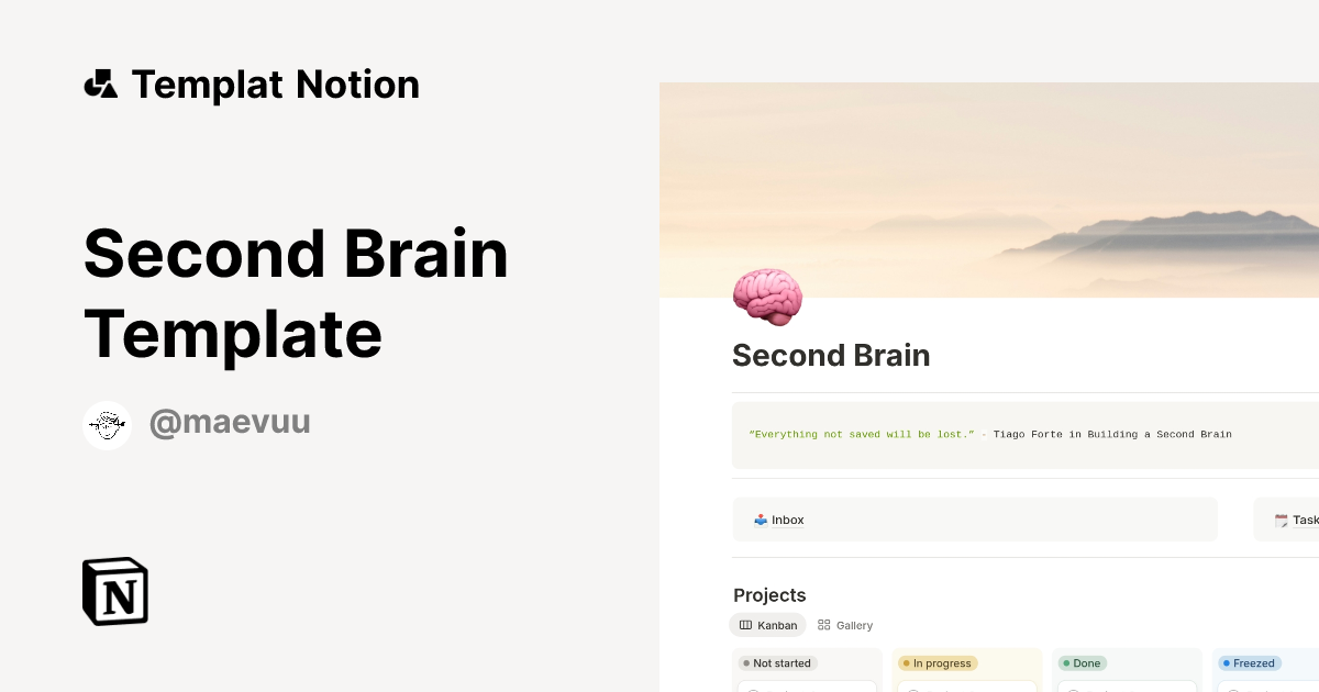 Second Brain Template Templat oleh maevuu | Notion Marketplace