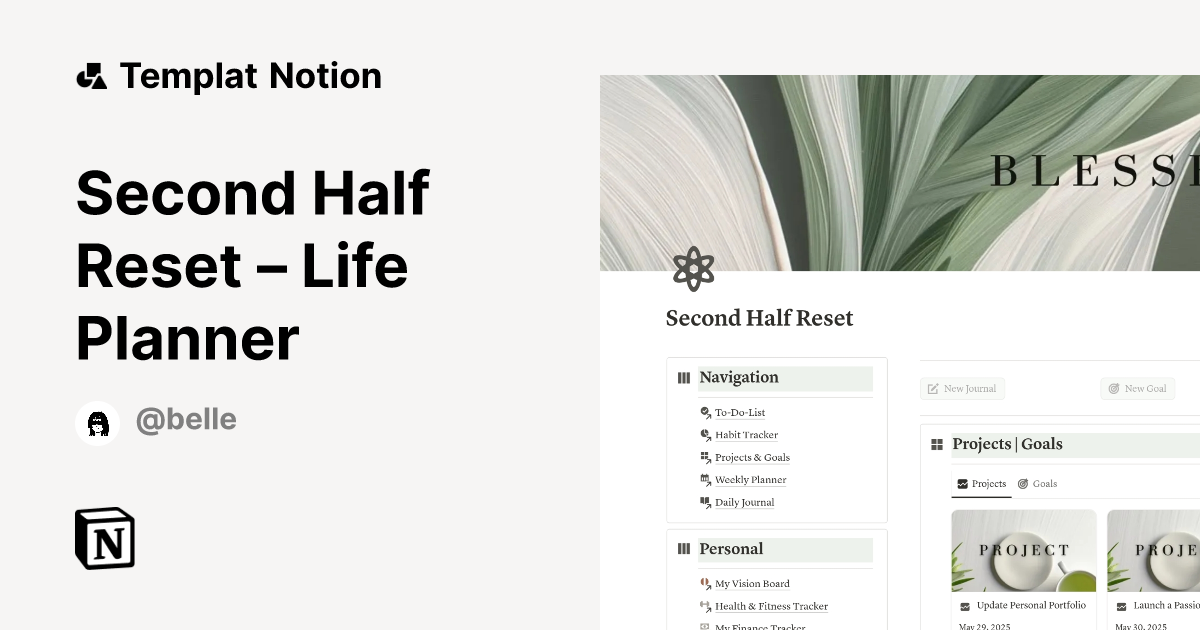 Templat Second Half Reset – Life Planner | Notion Marketplace