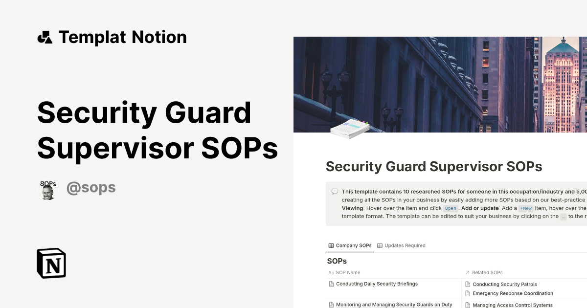 Templat Security Guard Supervisor SOPs | Notion Marketplace
