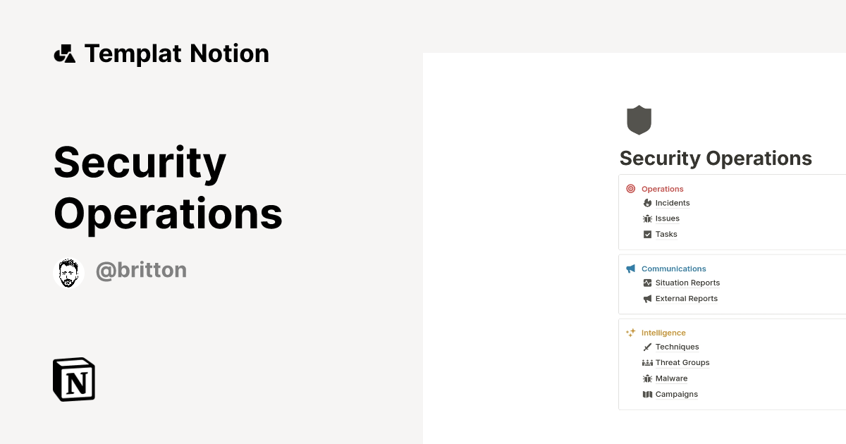 Security Operations Templat oleh Britton | Notion Marketplace