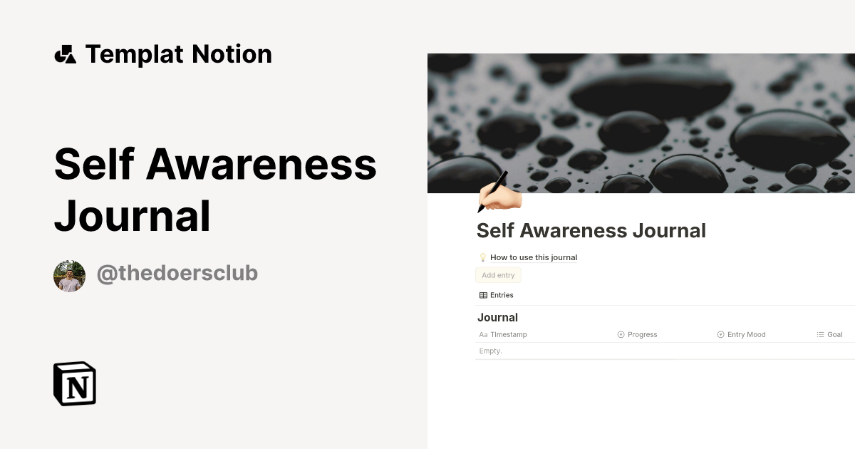 Templat Self Awareness Journal | Notion Marketplace