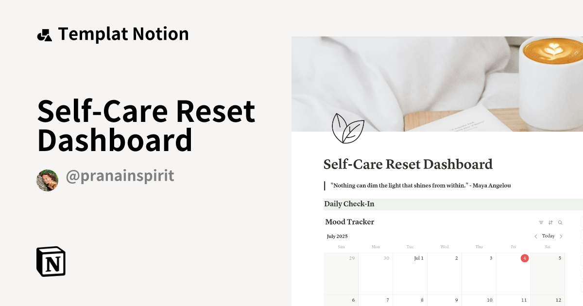 Templat Self-Care Reset Dashboard | Notion Marketplace