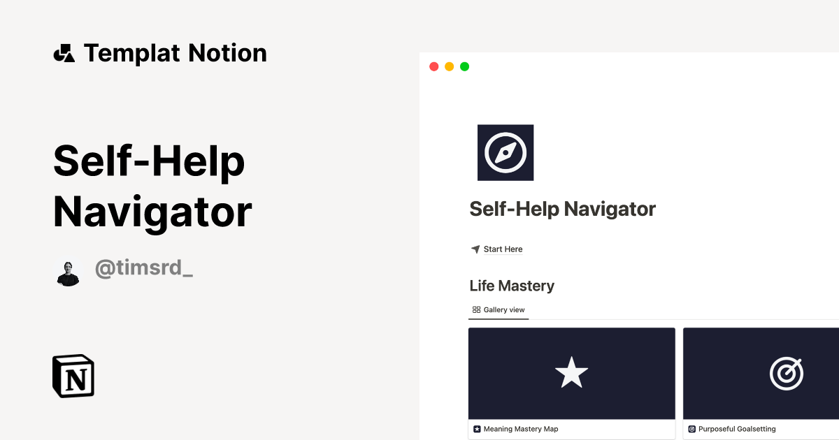 Self-Help Navigator Templat oleh Tim Schreiber | Notion Marketplace