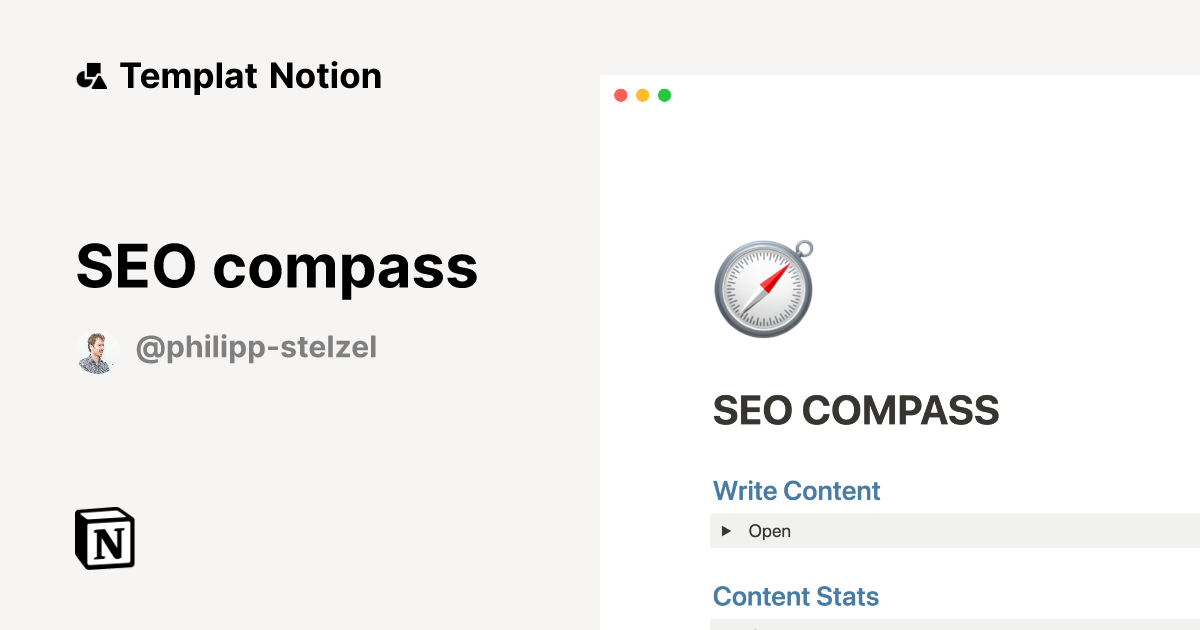 SEO compass Templat oleh Philipp Stelzel | Notion Marketplace