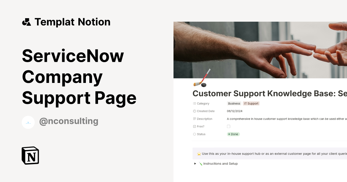 Templat ServiceNow Company Support Page | Notion Marketplace