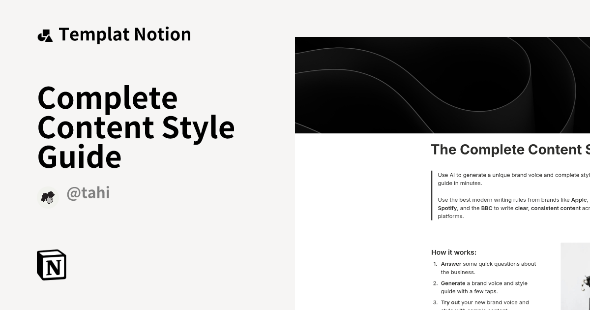 AI Style Guide Templat oleh Tahi | Notion Marketplace