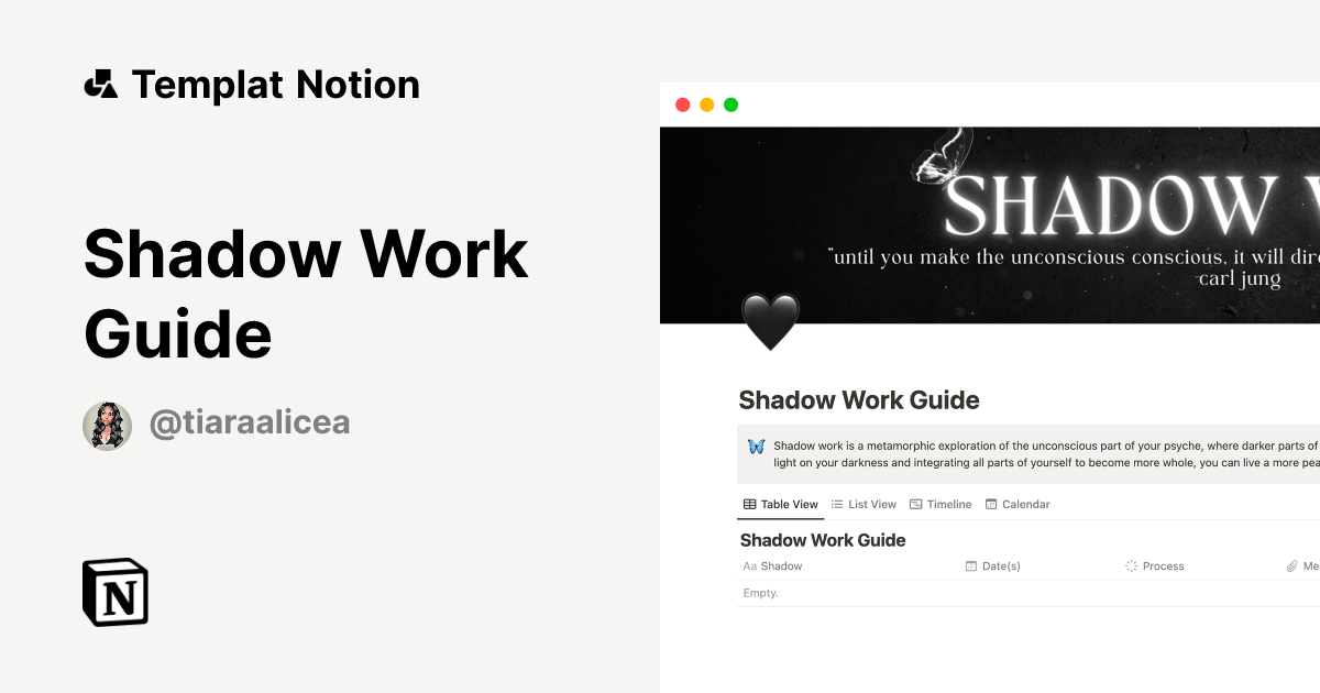Shadow Work Guide Templat oleh Tiara Alicea | Notion Marketplace